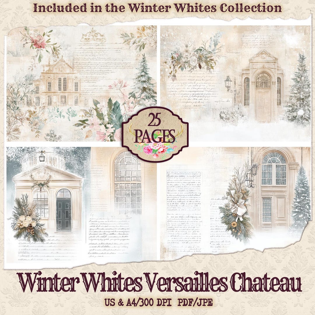 French Chateau Winter Junk Journal Paper: Versailles Ephemera, French ...