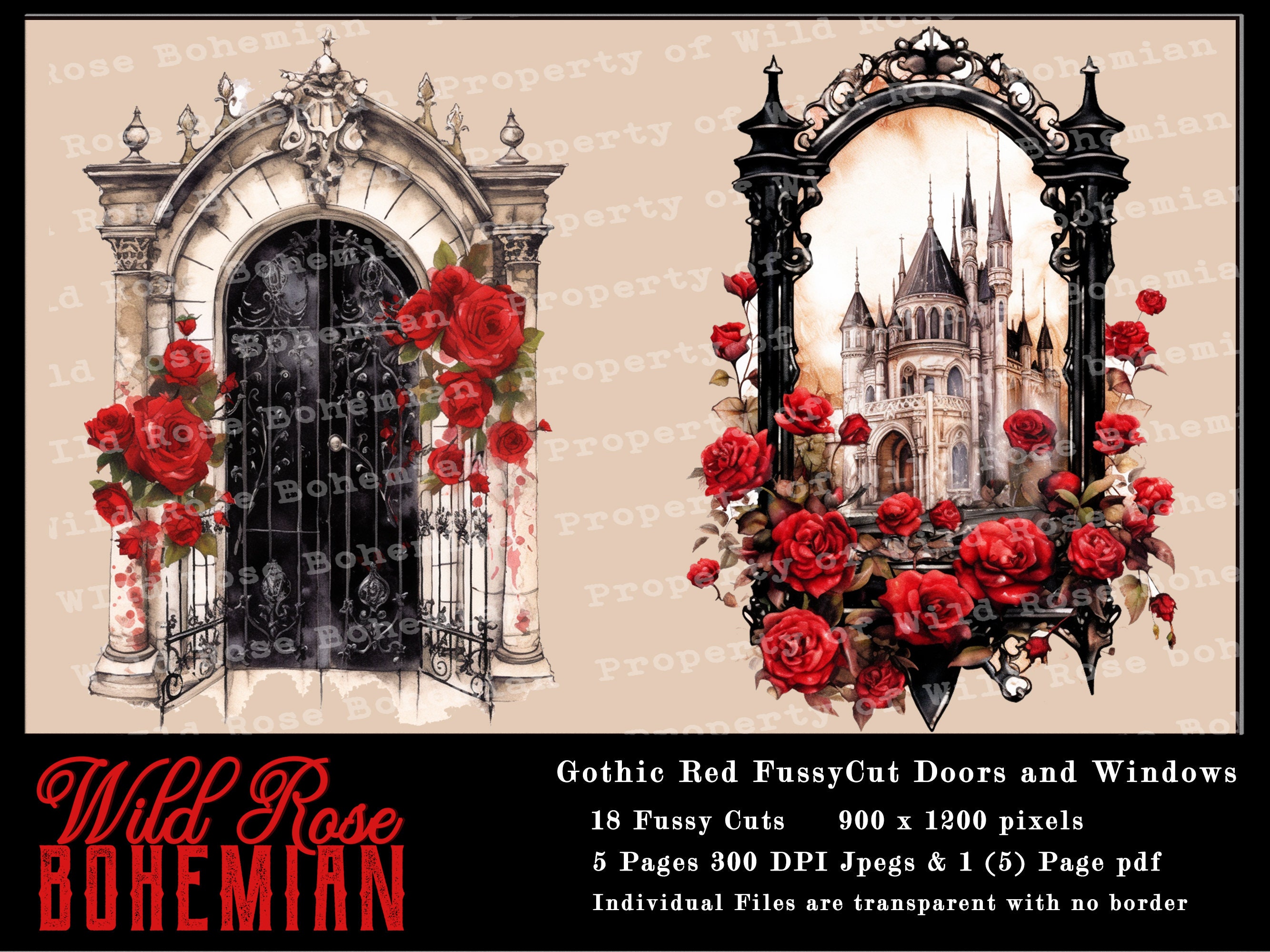Vampire Castle Doors Gothic Clipart, Gothic Door Graphics, Gothic Fussy ...