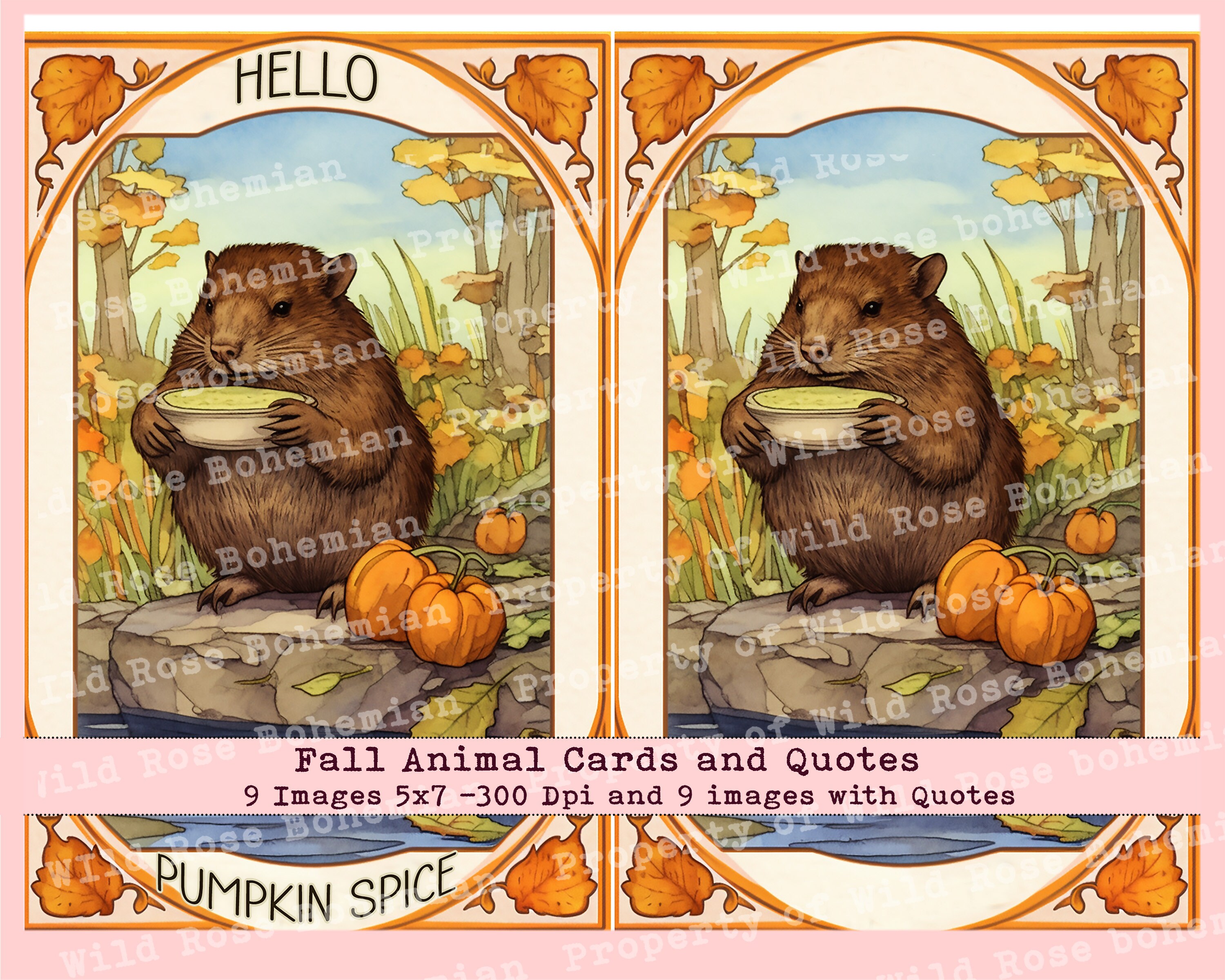 Fall Sentiments Printable Cute Animals, Fall Junk Journal Cards, Fall ...