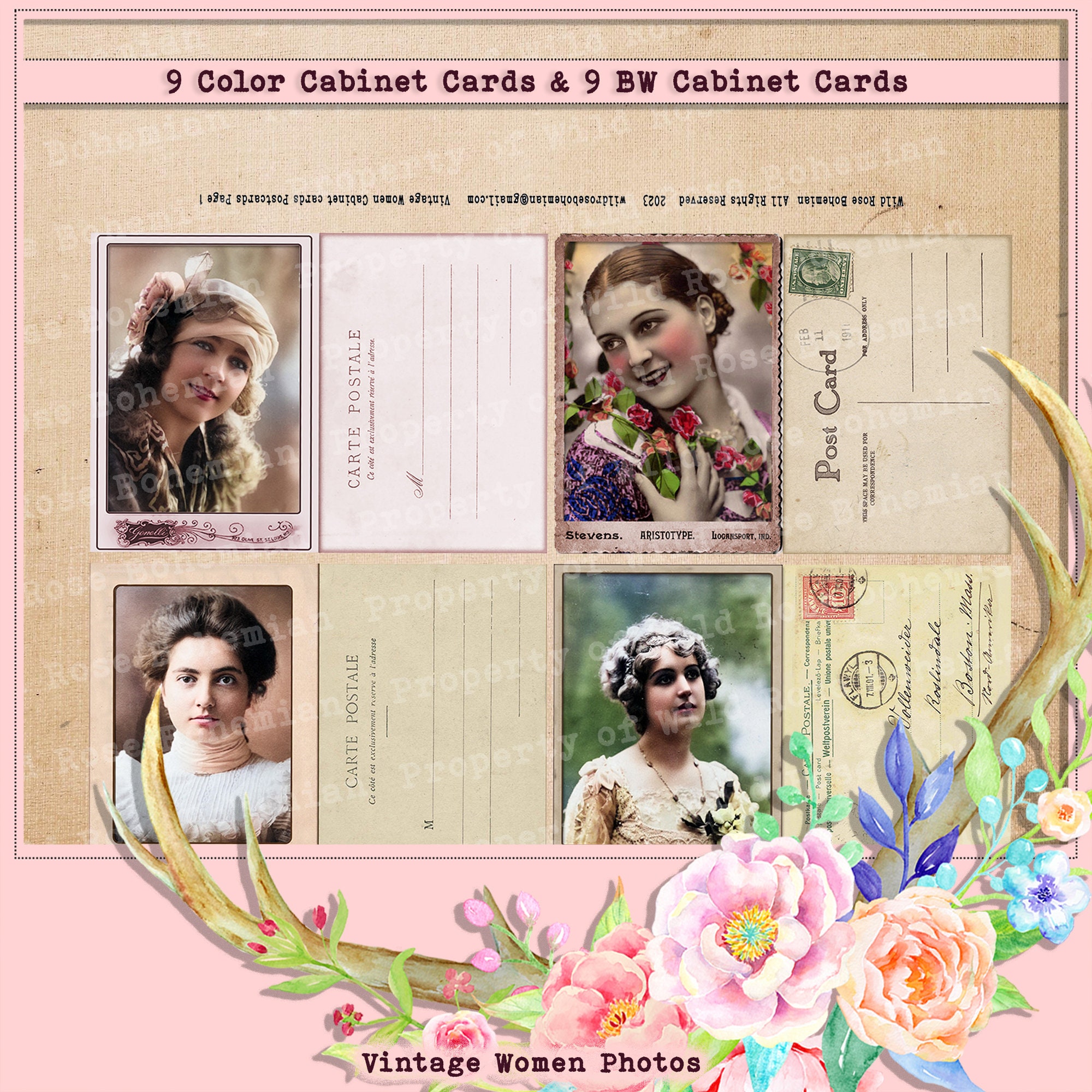 Antique Photos of Women, Junk Journal Antique Photos, Vintage Cabinet ...