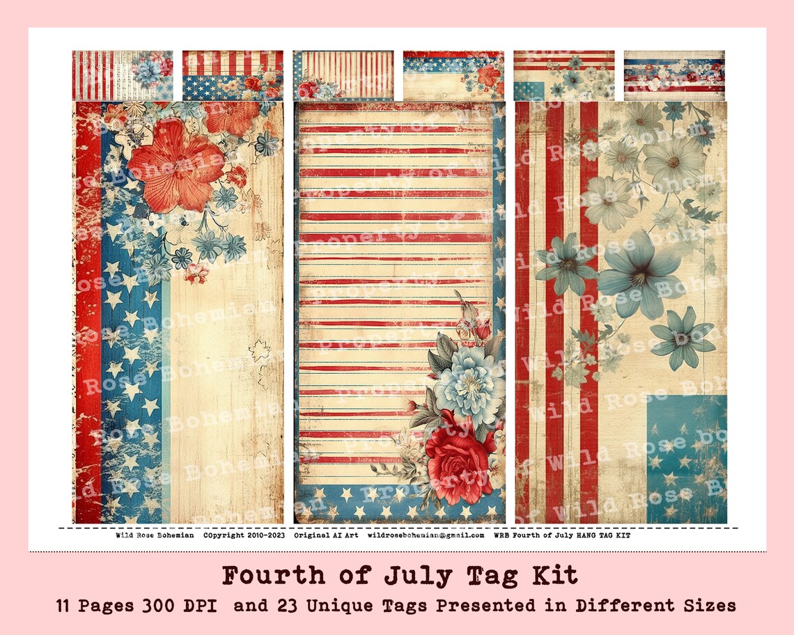 Fourth of July Hang Tags, Indepenced Day Printable Tags, Patriotic ...