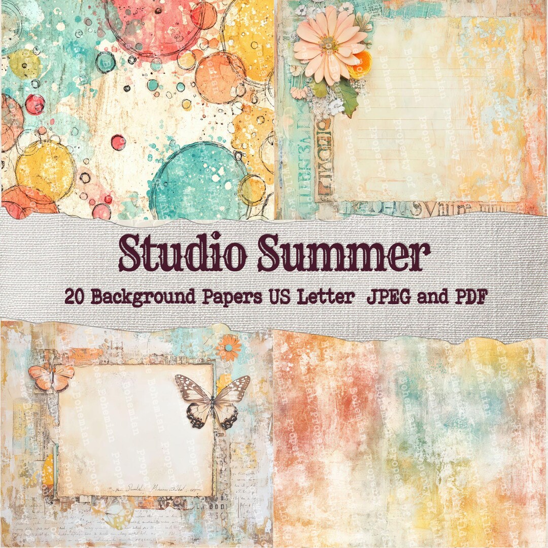Studio Summer Mixed Media Papers, Painterly Abstract Backgrounds ...