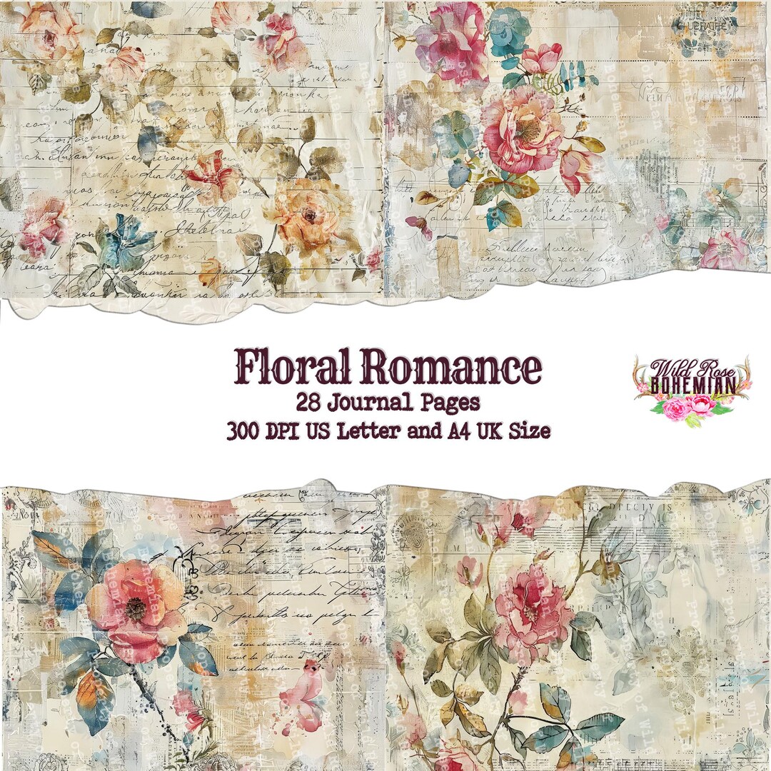 Mixed Media Boho Background Paper | Junk Journal Kit | Printable ...