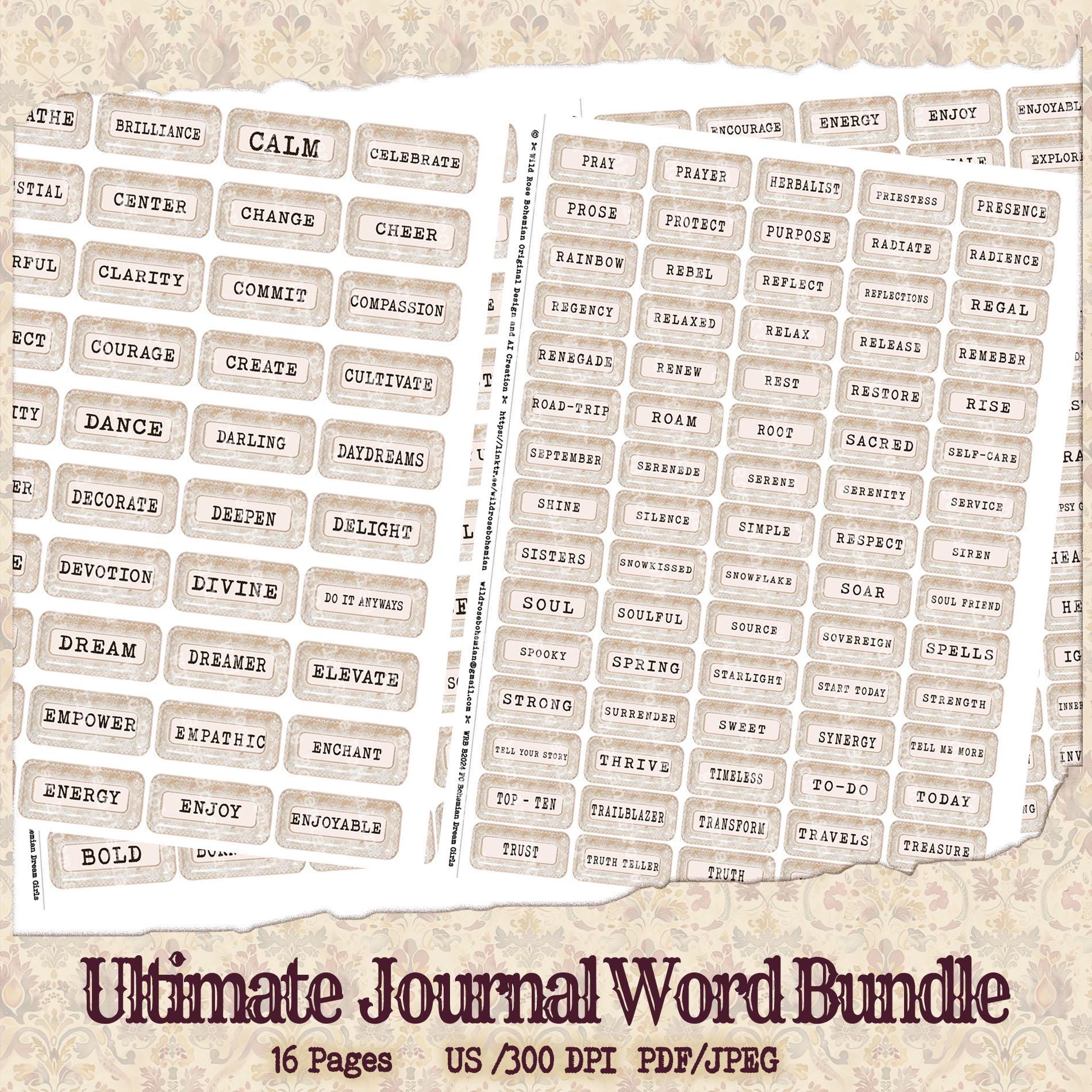 320 Vintage Word Sentiments: Junk Journal Printable (PDF/JPEG) - Etsy