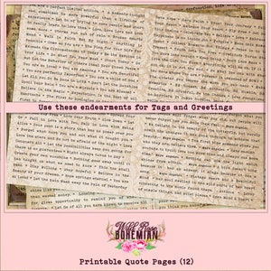 Printable Quote Pages, Journal Pages, Junk Journal, Kit, Printable ...