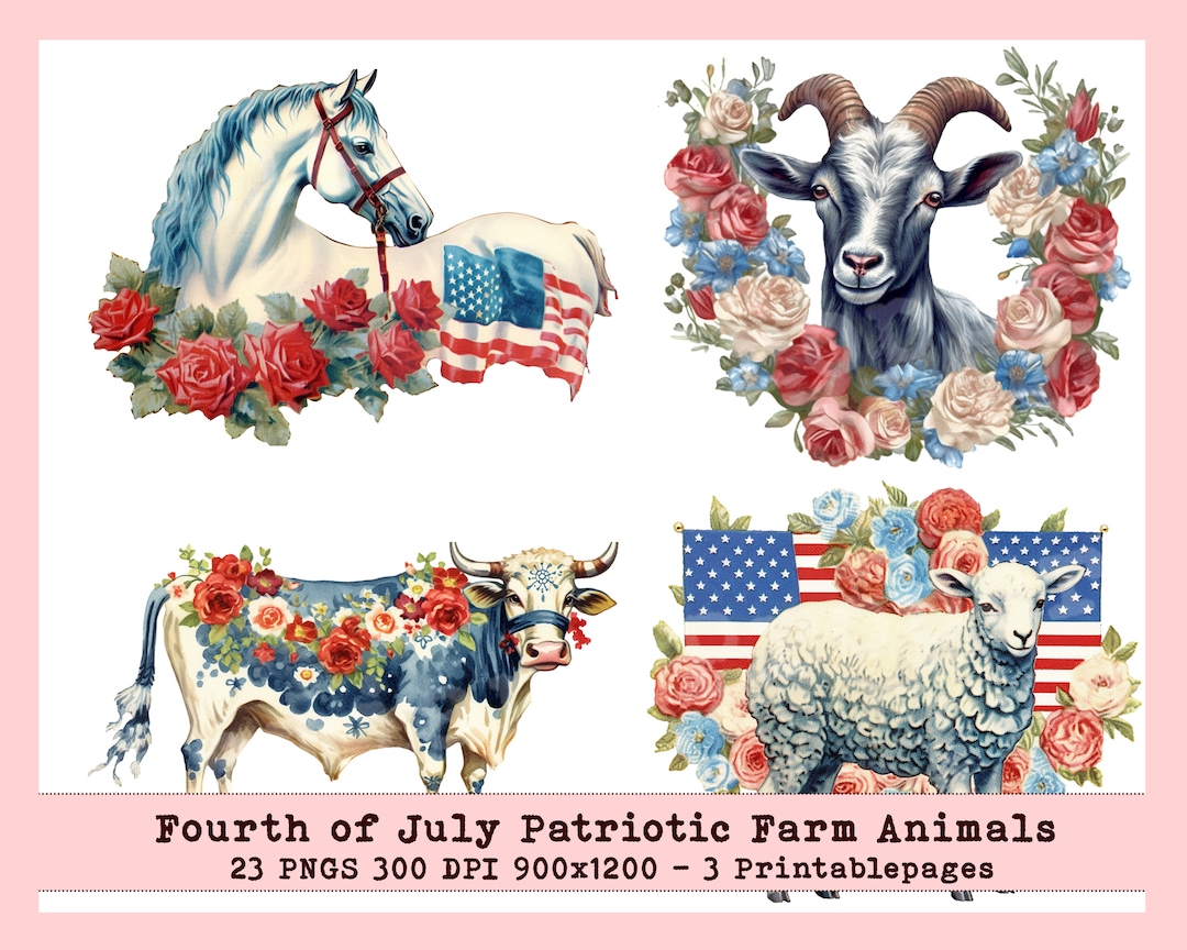 Fourth of July Png, Independence Day Farm Animal Clipart, Patriotic ...