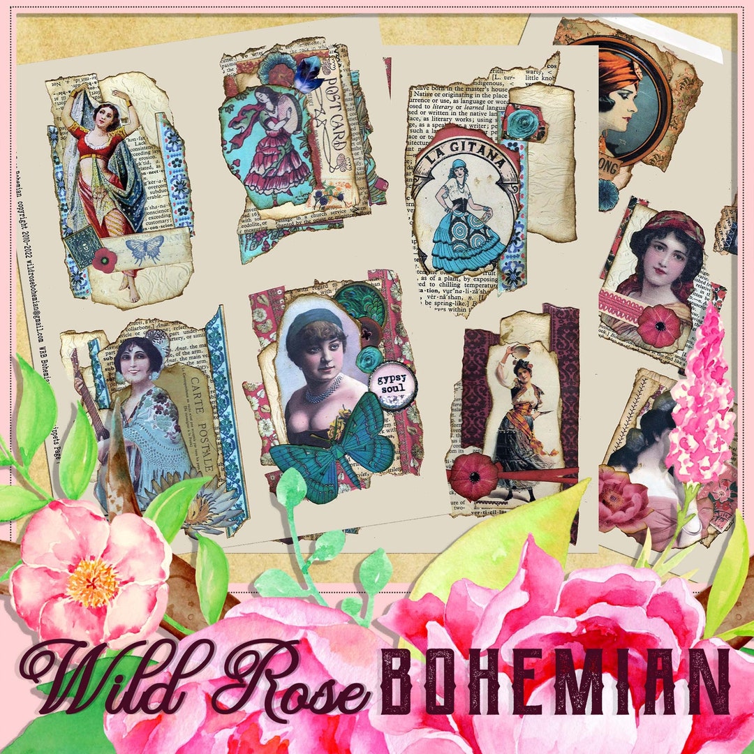 Bohemian Ephemera, Gypsy Ephemera, Gypsy Junk Journal Snippets Women ...