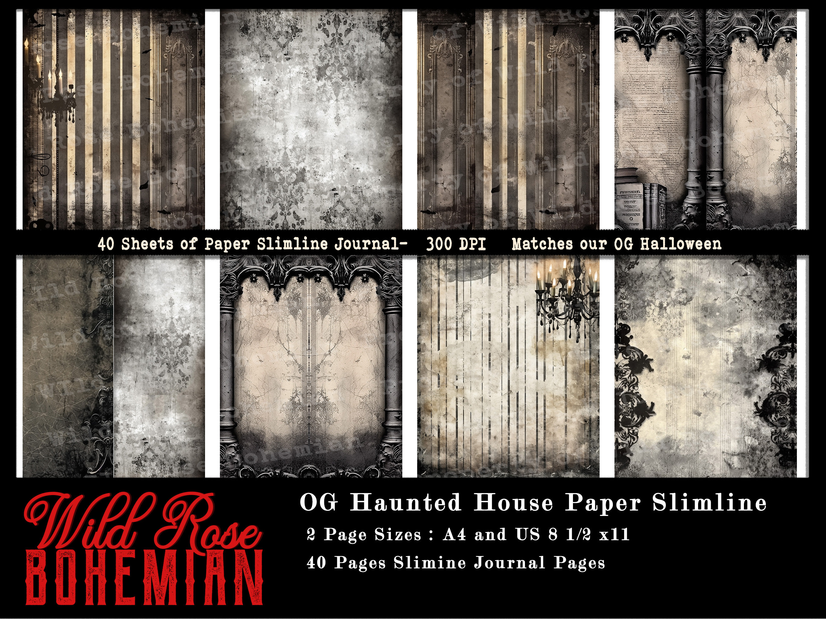 Haunted House Printable Paper, Halloween Haunted House Junk Journal Kit ...