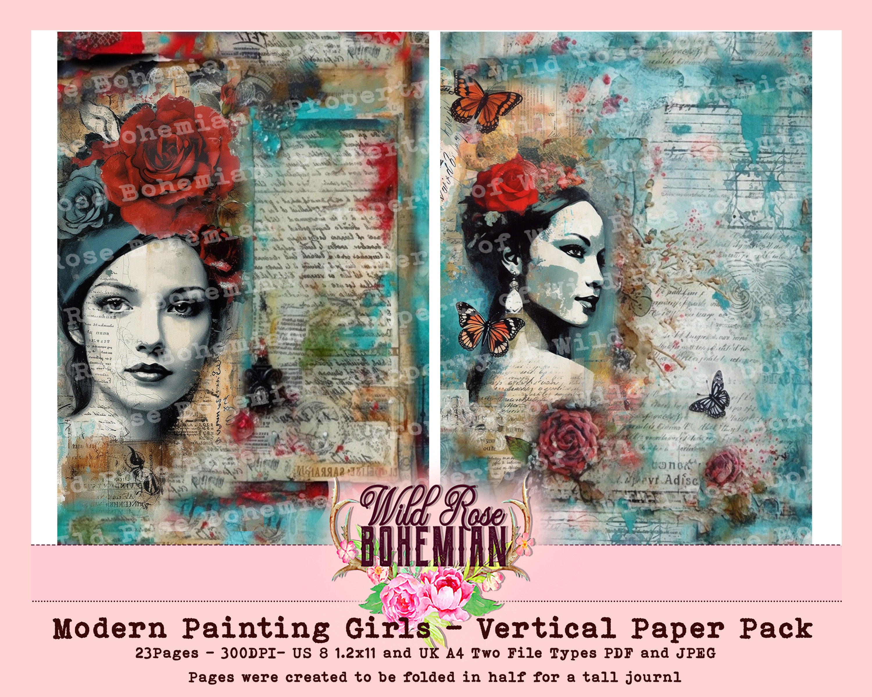 Modern Girls and Roses Slimline Journal Paper , Fresco Meets Modernism ...