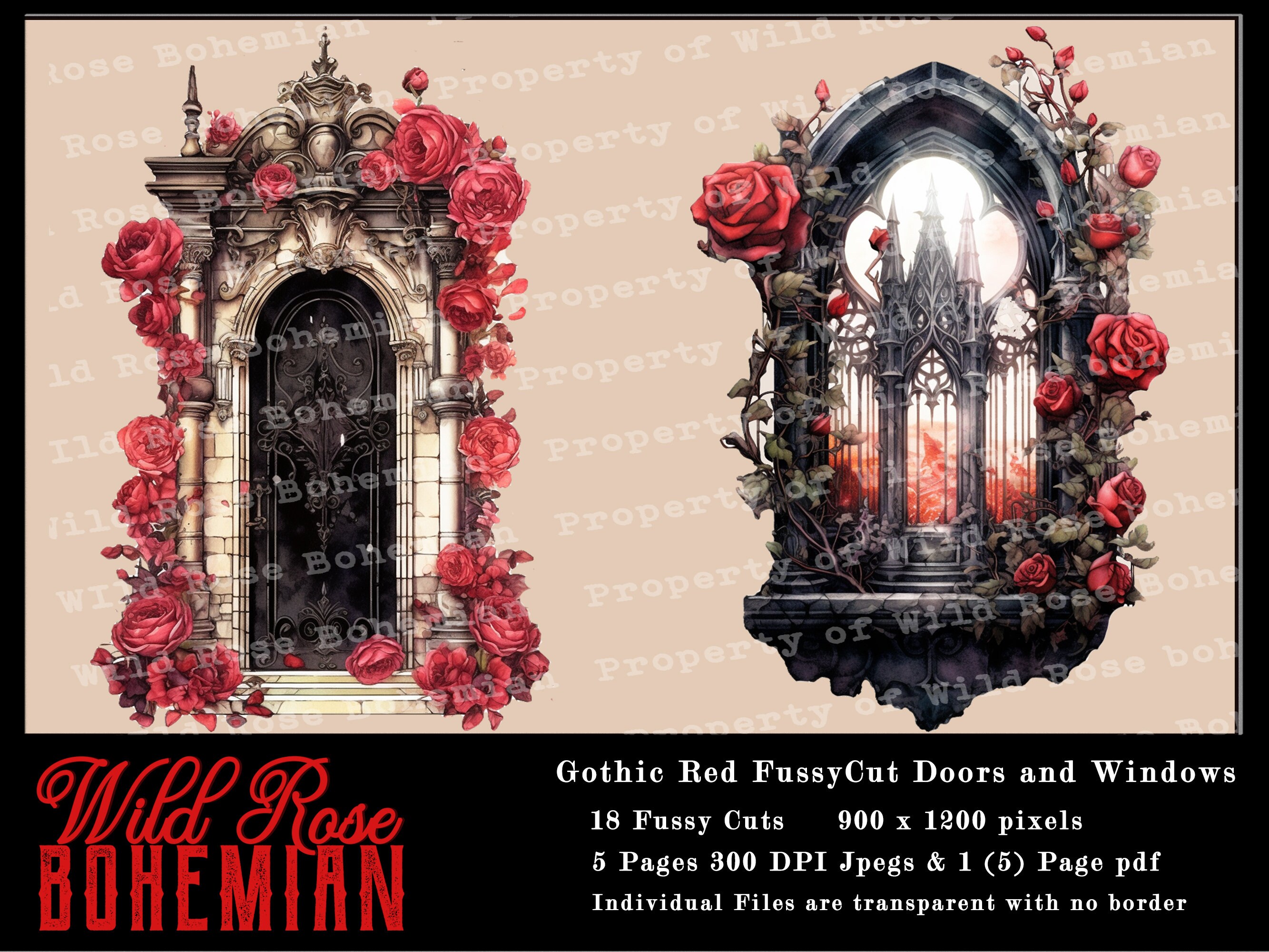 Vampire Castle Doors Gothic Clipart, Gothic Door Graphics, Gothic Fussy ...