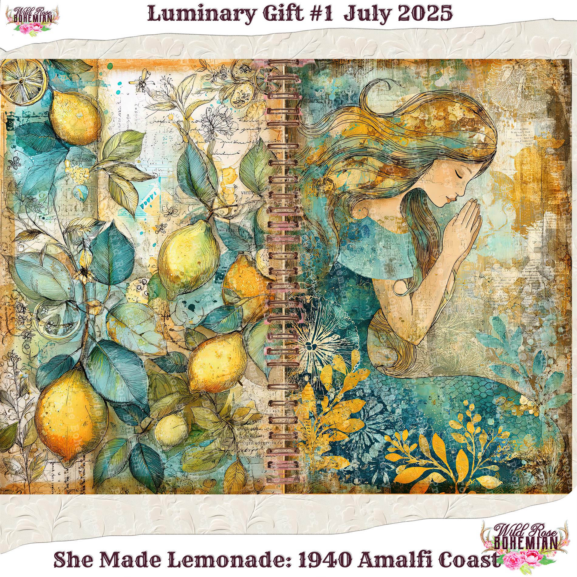 Whimiscal Mixed Media Lemon Junk Journal Paper | Printable Digital ...