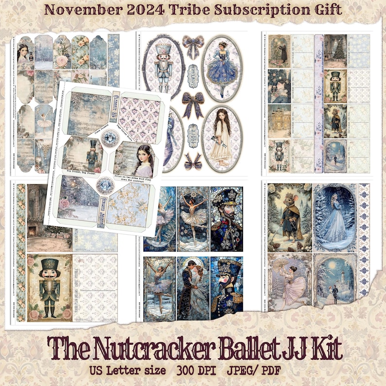 Nutcracker Ballet Christmas Winter Collectrion Junk Journal Kit ...