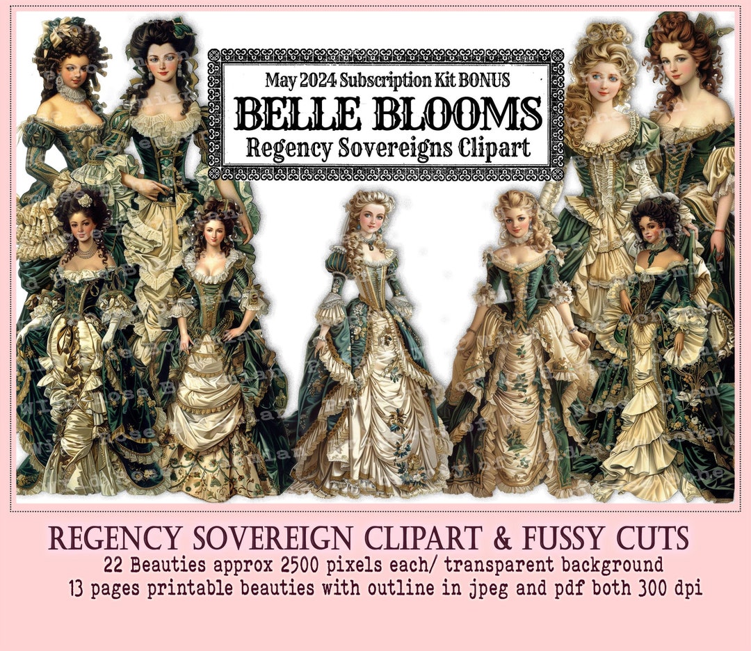 Regency Ladies PNG, Rococo Paperdoll Mega Bundle, Antique French Fussy ...