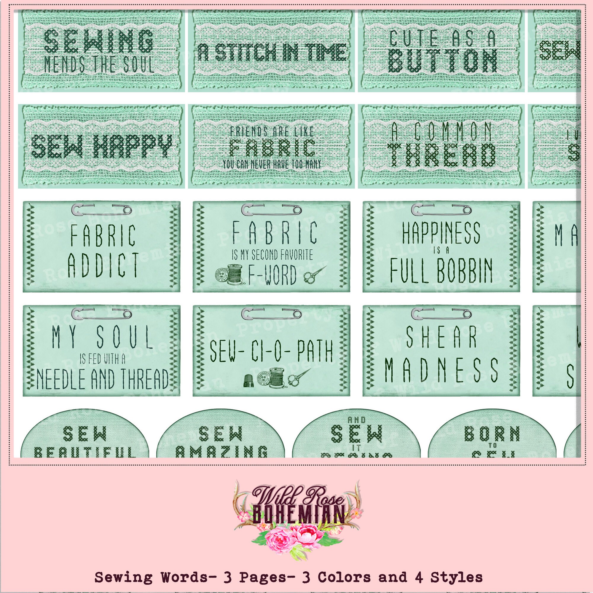 Sewing Word Sentiments Sew Words Sentiments Printable Sewing - Etsy