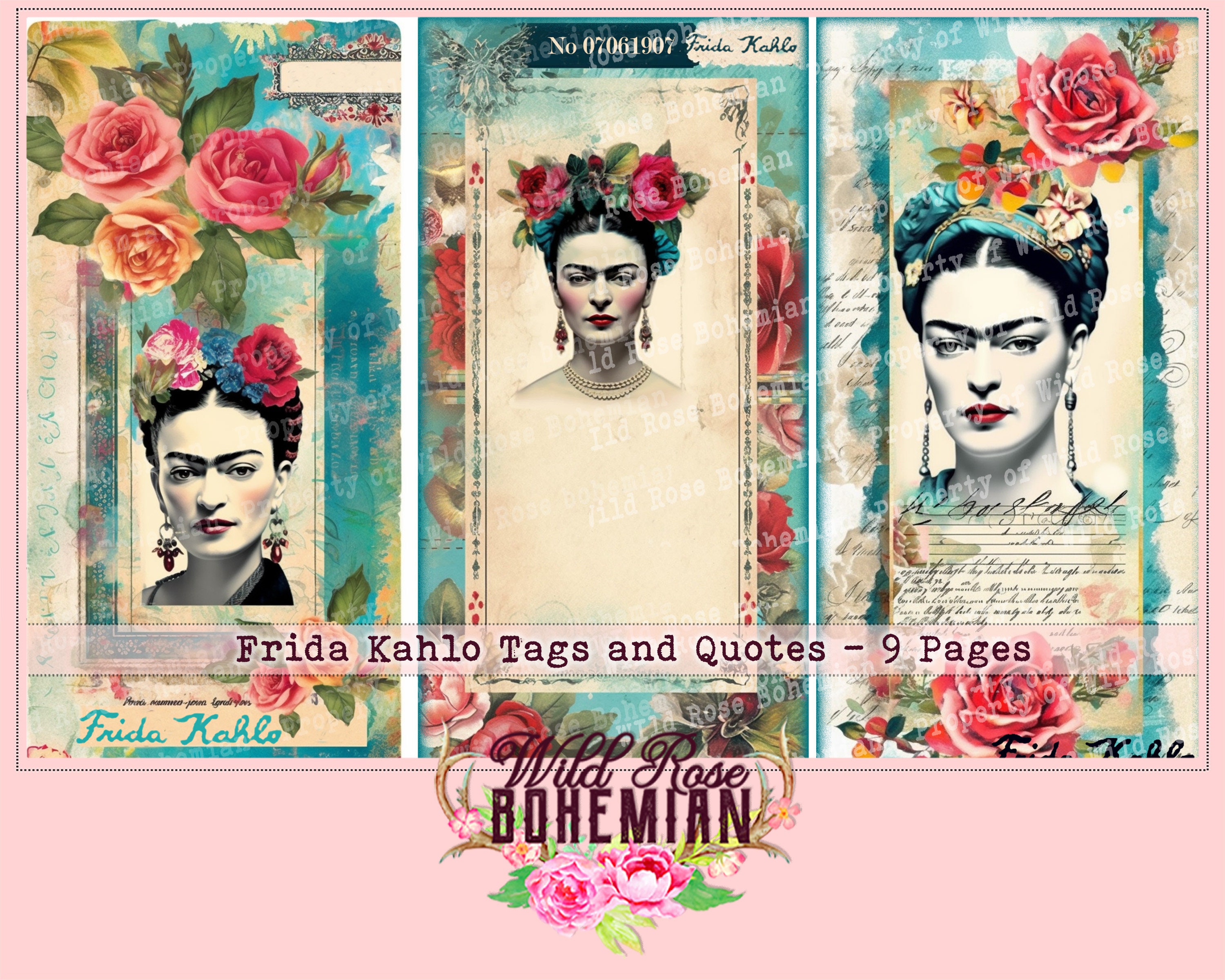 Frida Kahlo Tags and Quotes, Frida Kahlo Hang Tags, Frida Kahlo ...