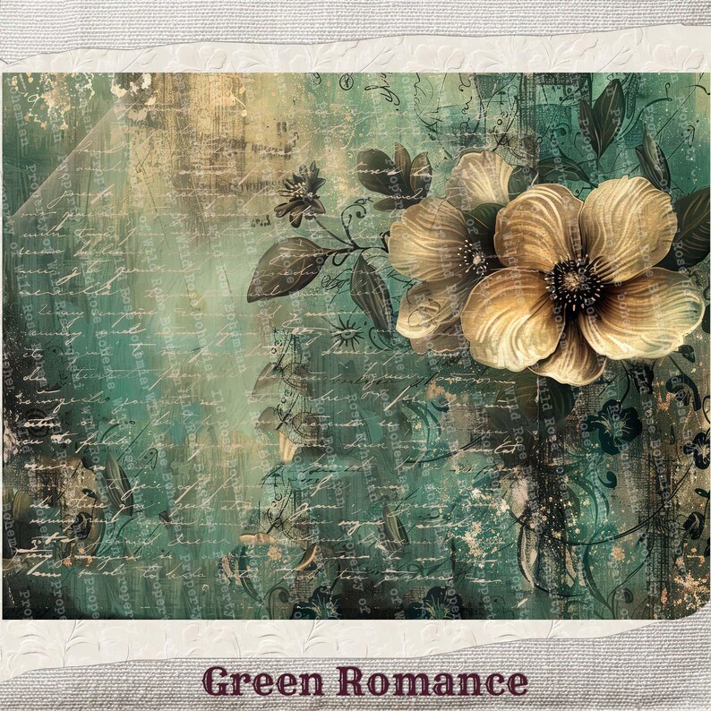 Floral Baroque Scrapbook Paper, Vintage Floral Wallpaper Sage Green ...
