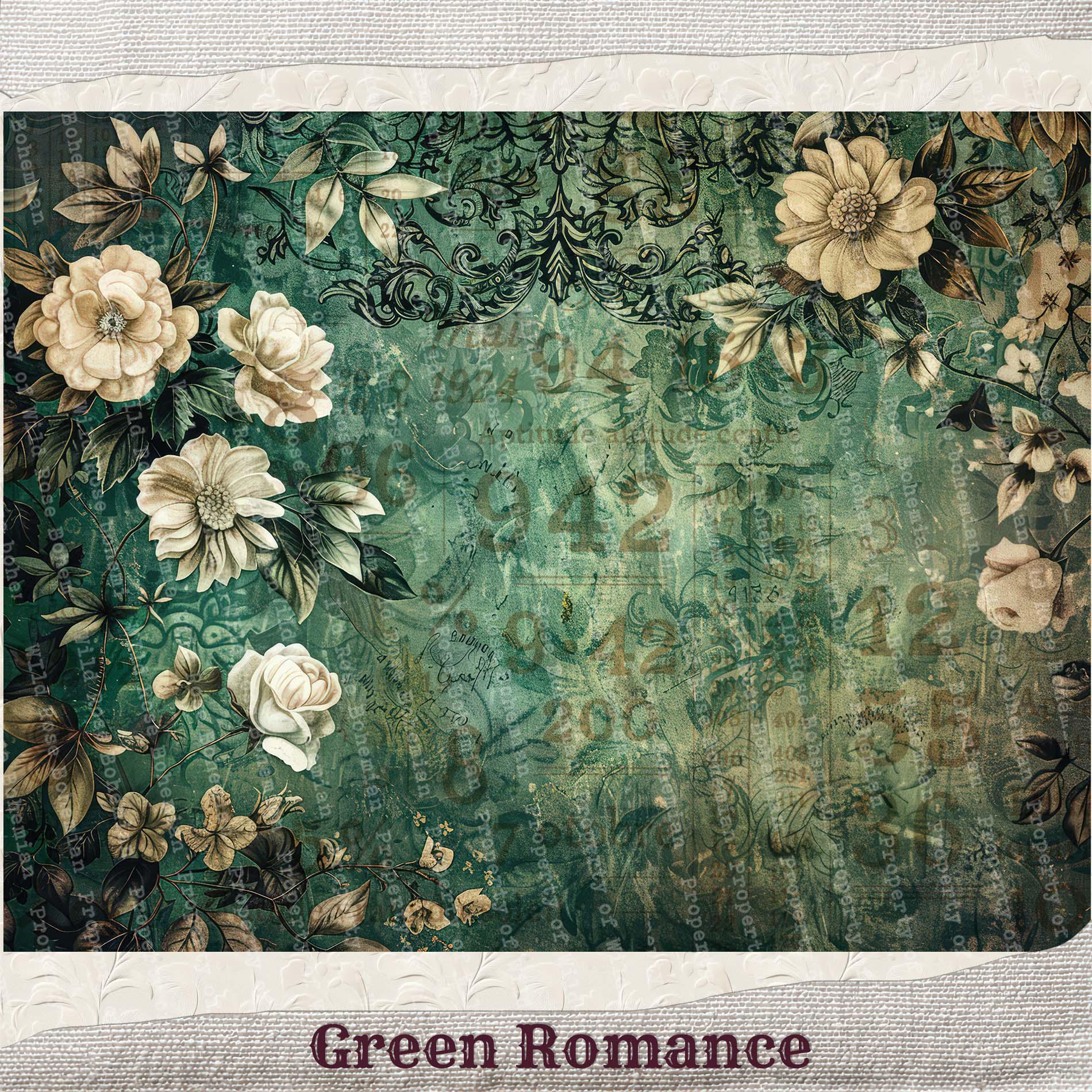 Floral Baroque Scrapbook Paper, Vintage Floral Wallpaper Sage Green ...