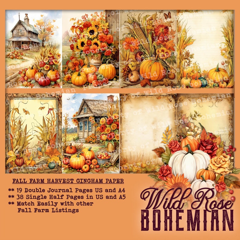 Fall Farm Harvest Journal Digital Paper Fall Farm Harvest - Etsy
