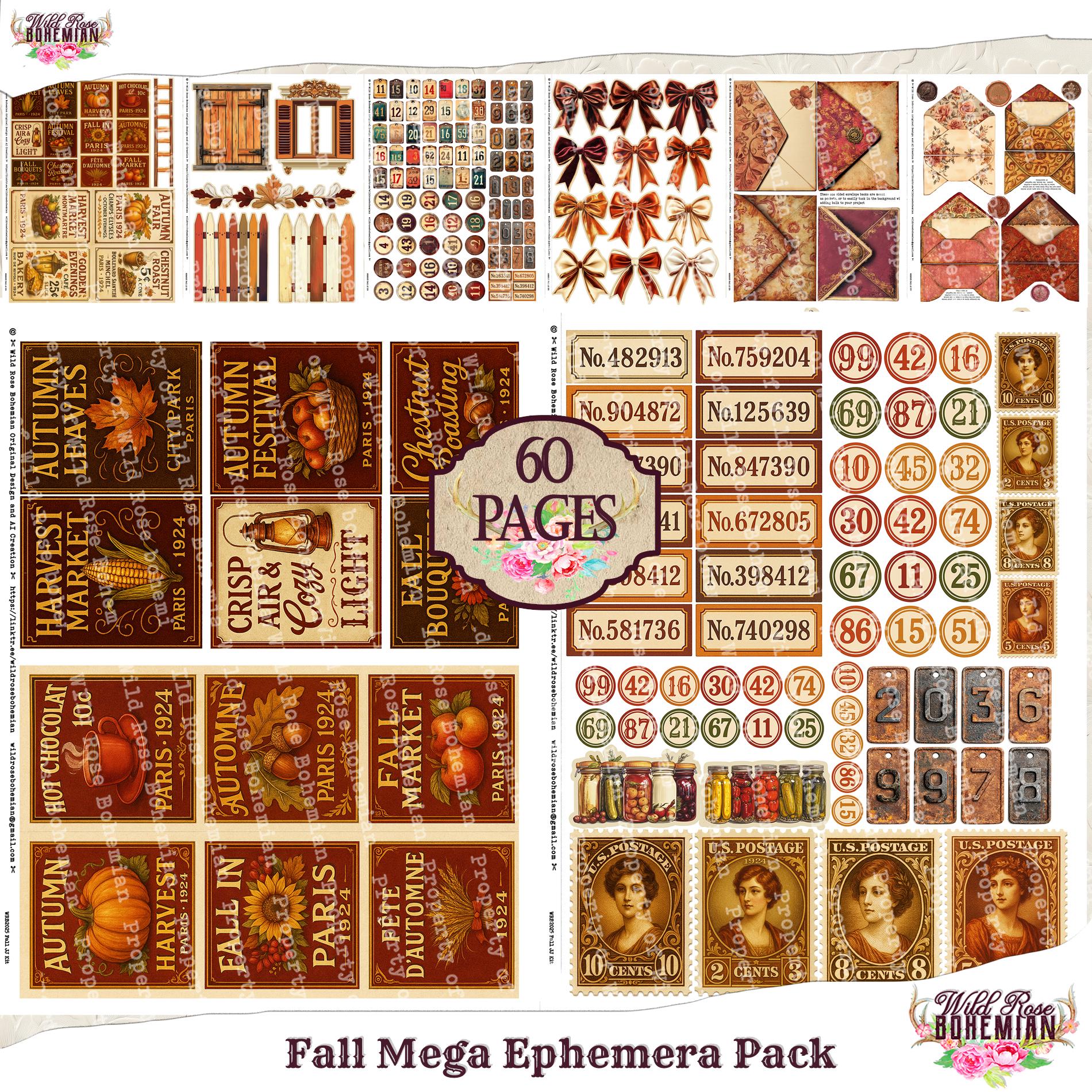 Fall Ephemera Kit: Printable Autumn Junk Journal Pages (digital ...