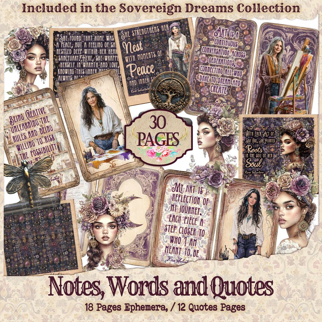 Boho Ephemera & Quote Cards: Sovereign Dreams Paper (digital Download ...
