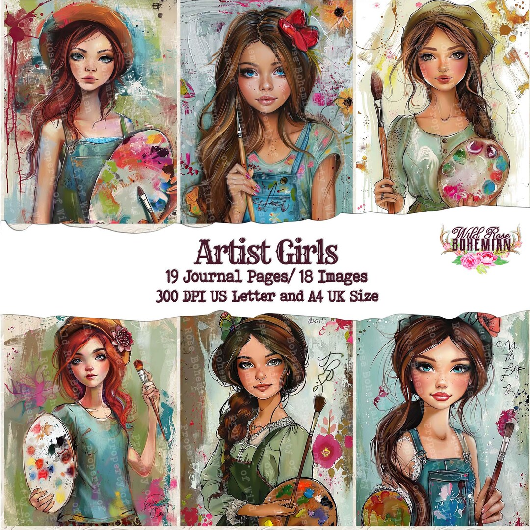 Mixed Media Girls and Printable Quotes Junk Journal Printable, Mixed ...