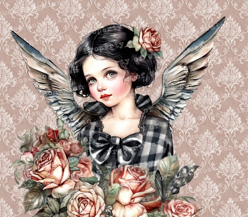Angel Clipart Angel Transparent Pngs Black Check Black - Etsy