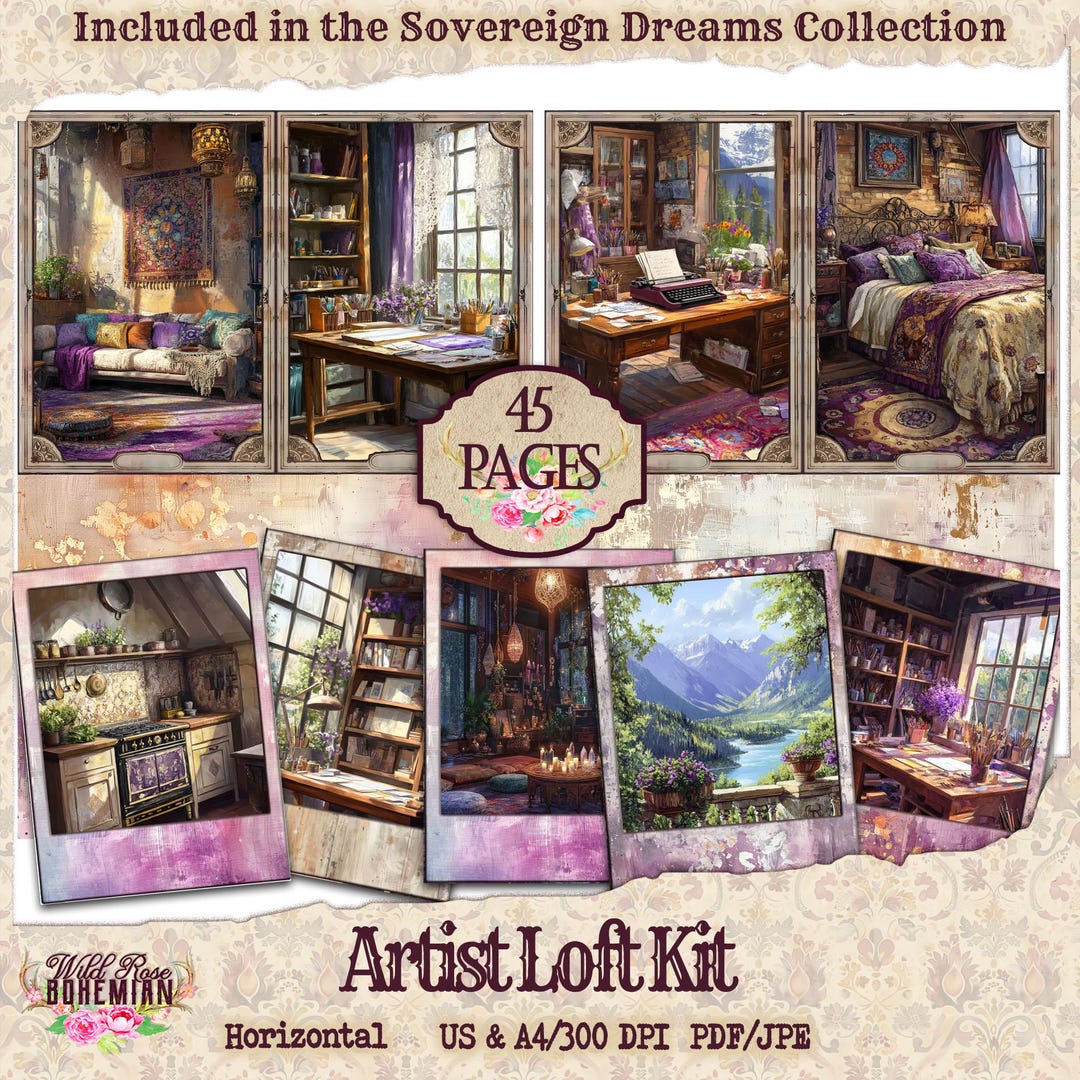 Artist Scrapbooking Paper Printable, Artist Loft Junk Journal Kit ...