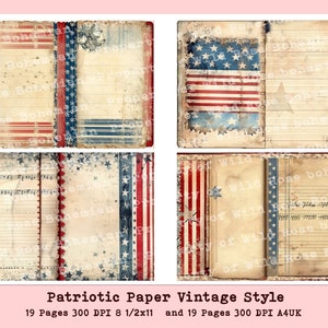 Patriotic Vintage Style Paper, Fourth of July Paper Vintage ...