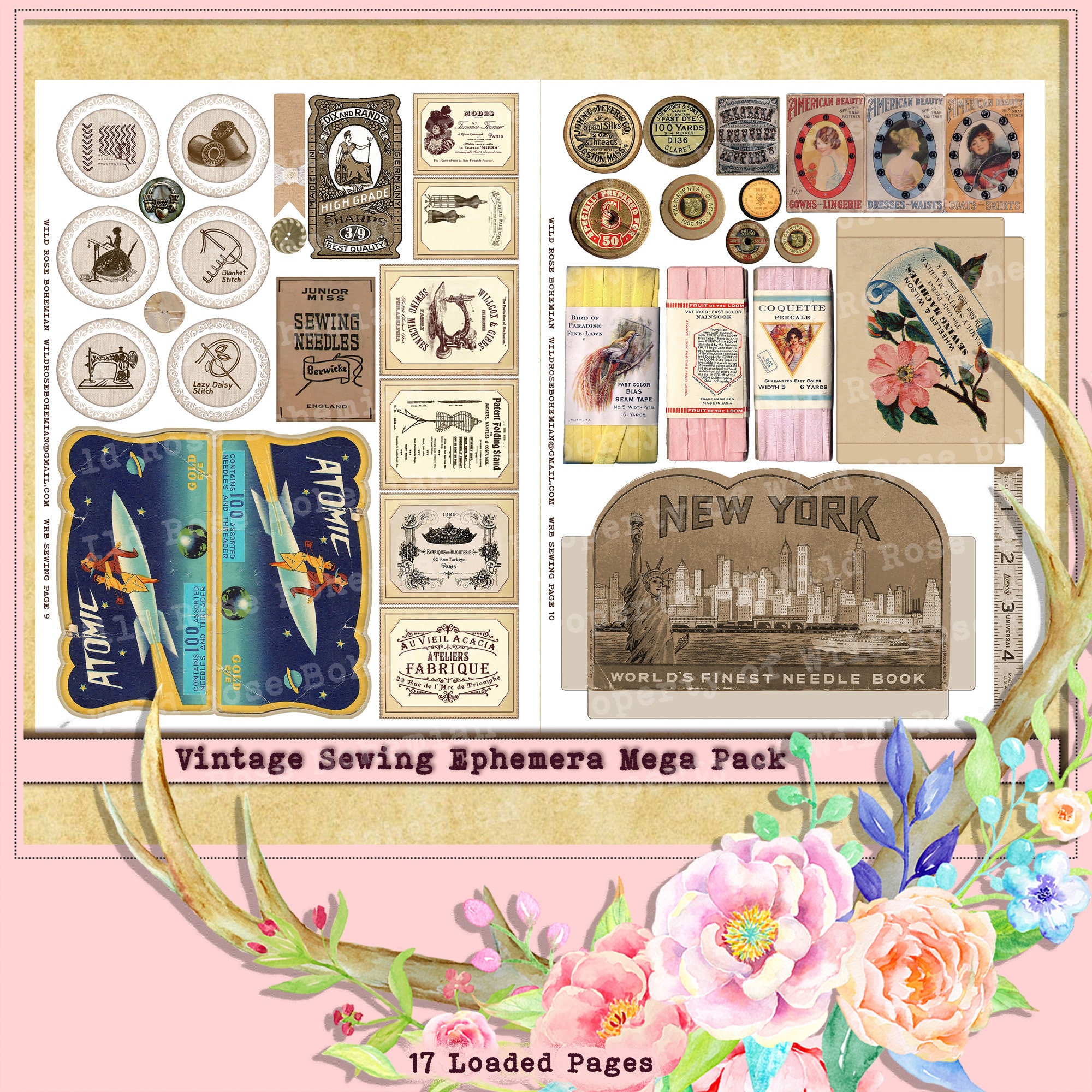 Vintage Sewing Ephemera Sewing Junk Journal Ephemera Sewing - Etsy