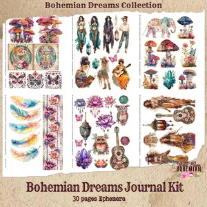Boho Journal Kit, Bohemian Ephemera Printable for Artists and Collage ...