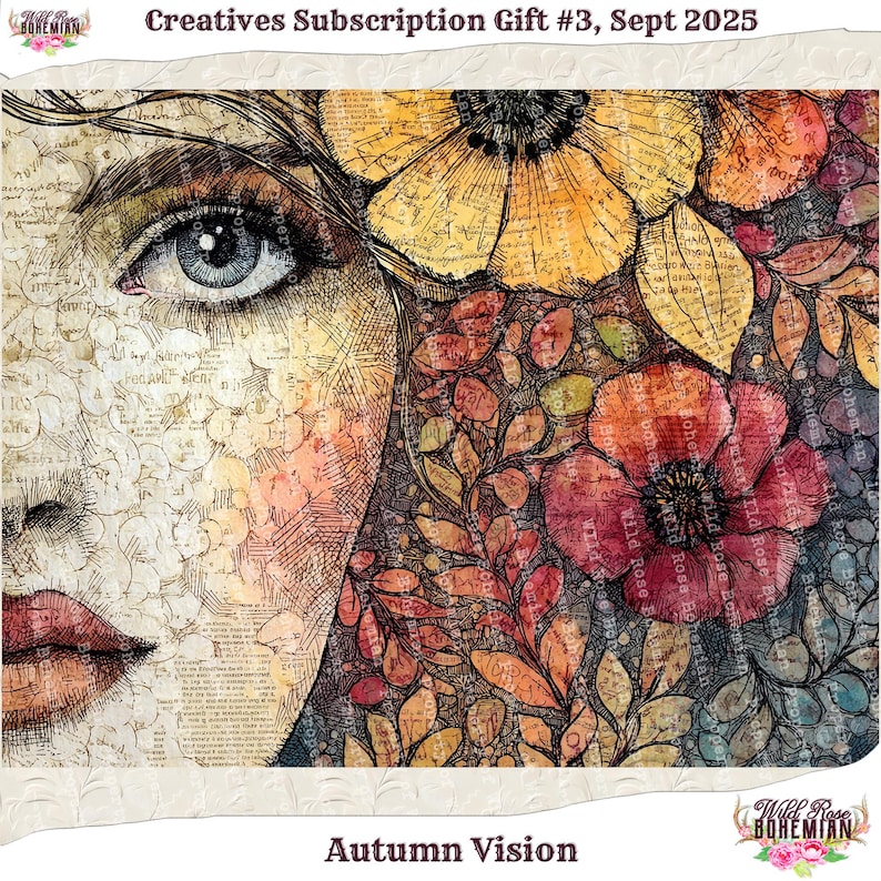 Autumn Vision Junk Journal Paper: Watercolor Florals, Vintage Text ...