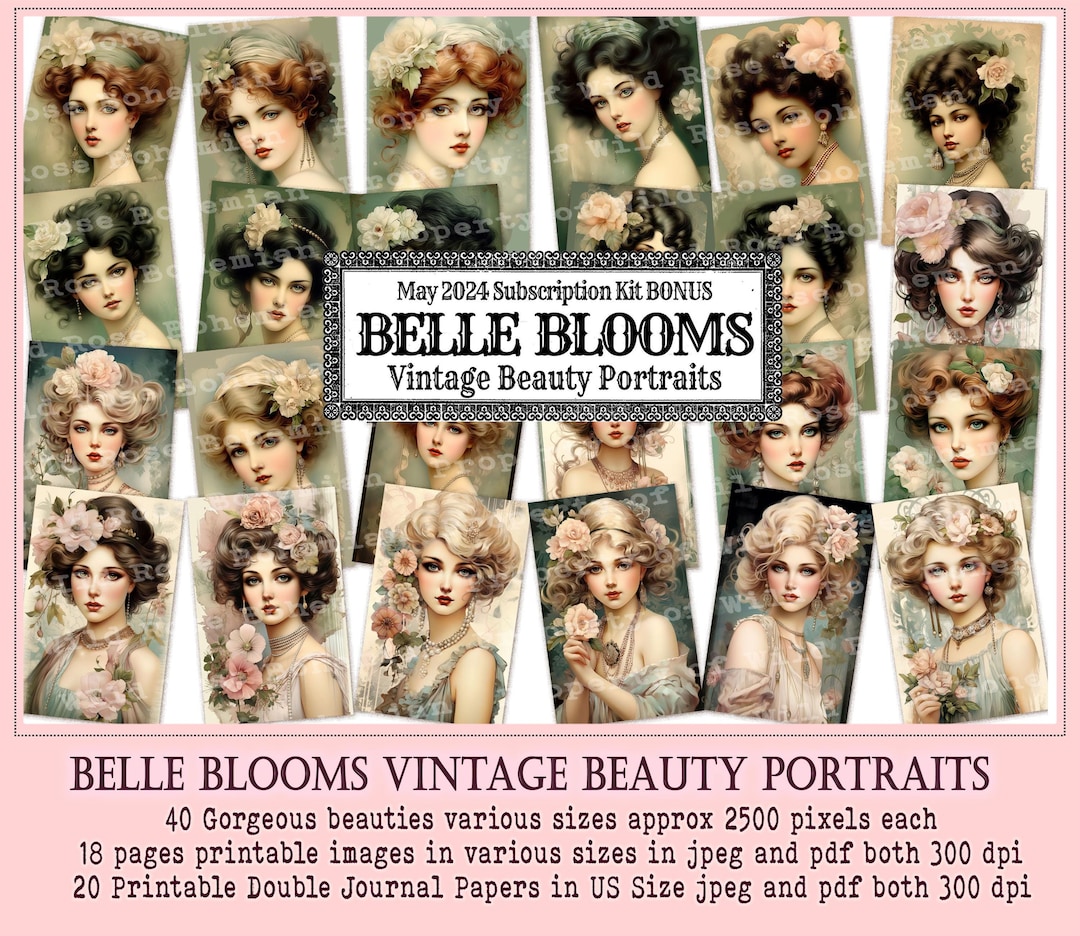 Vintage Beauty Portraits Ephemera: Shabby Chic Women (printable) - Etsy