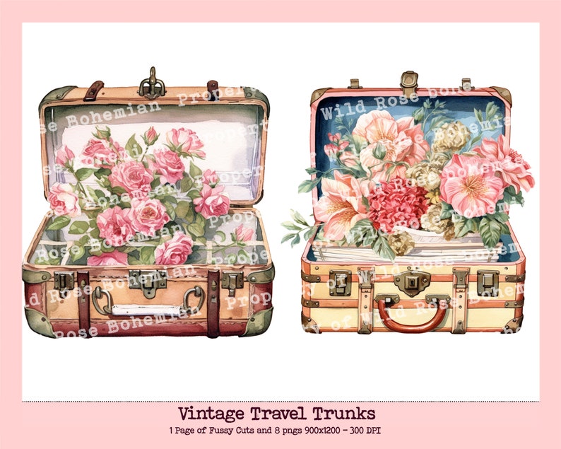 Vintage Travel Suitcases Graphics Vintage Travel Trunks - Etsy