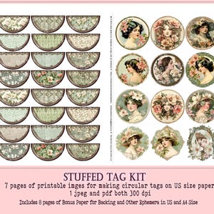 Vintage Stuffed Tag Kit | Round Tag Kit | Round Junk Journal Elements ...