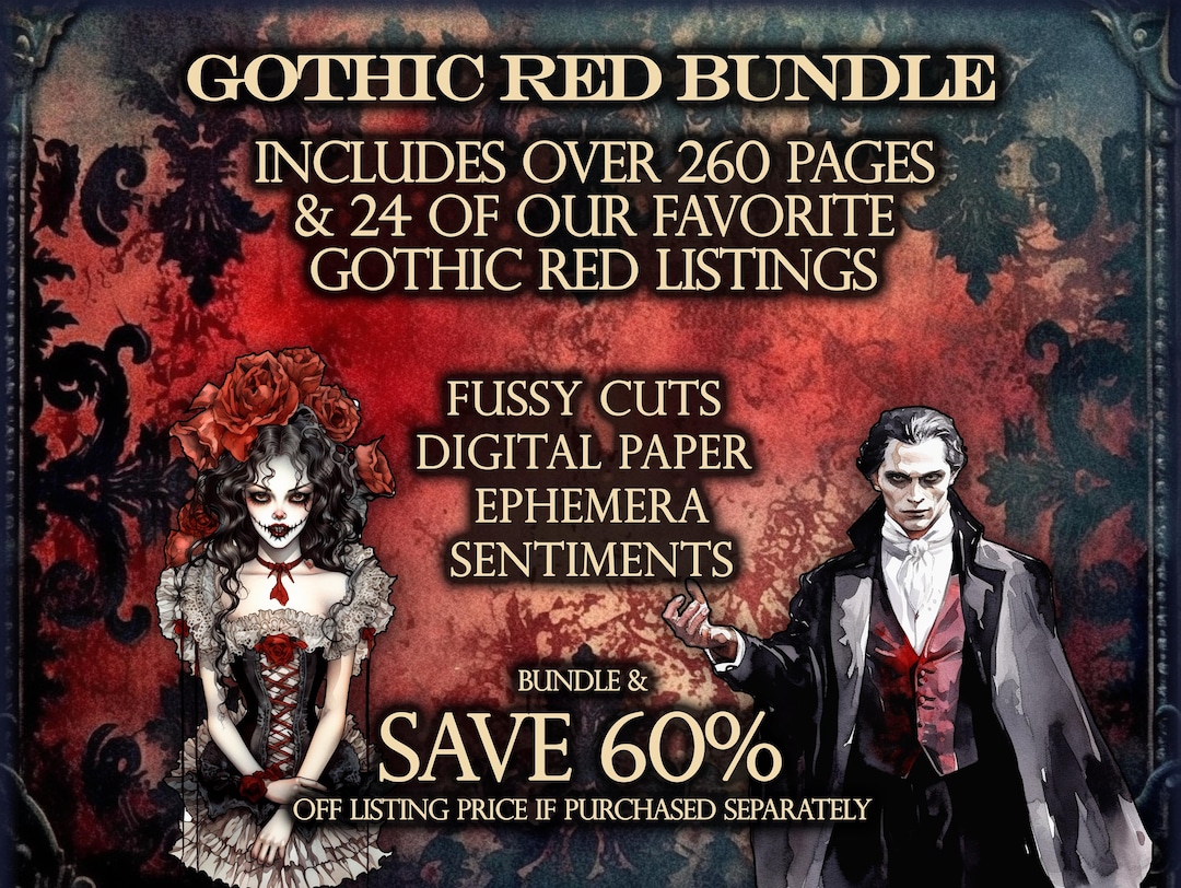 Gothic Bundle, Hallowen Bundle, Gothic Red Huge Bundle,gothic Red Junk ...