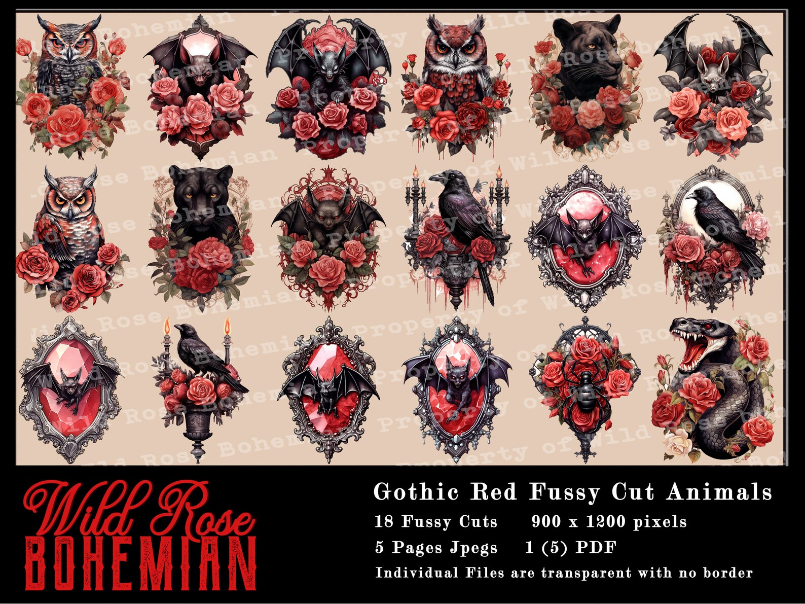 Gothic Bundle, Hallowen Bundle, Gothic Red Huge Bundle,gothic Red Junk ...