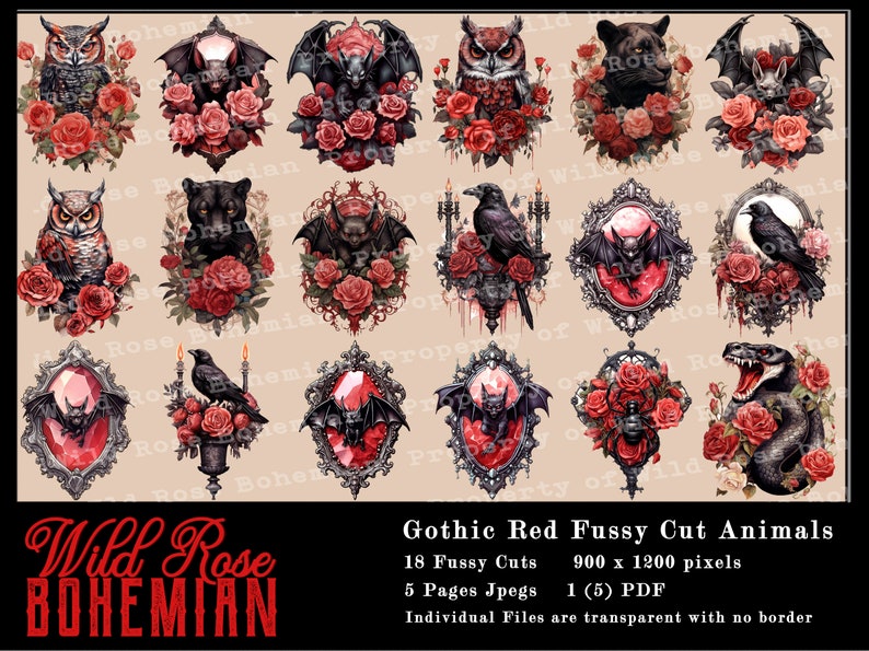 Gothic Bundle, Hallowen Bundle, Gothic Red Huge Bundle,gothic Red Junk ...