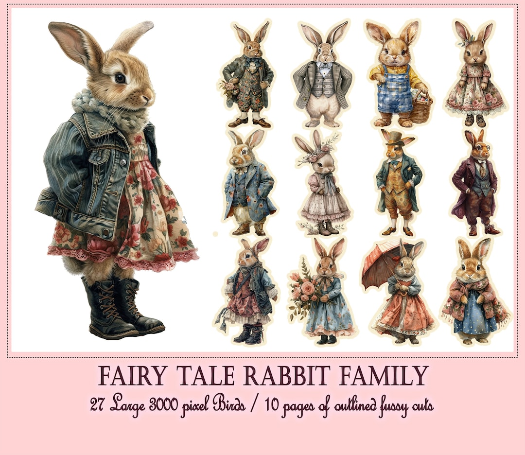 Fairytale Bunny Family, Storybook Rabbit Family, Printable Transparent ...
