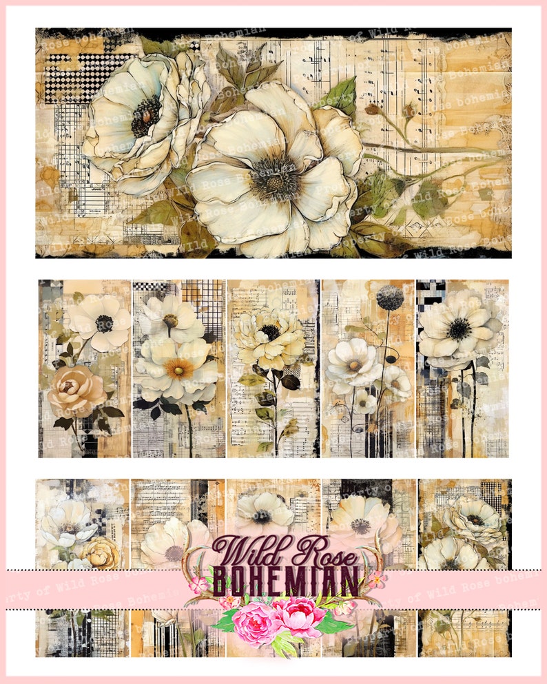 Farmhouse Hang Tags, Tag Kit, Black Gingham and Rose Grungy Poppy Tags ...