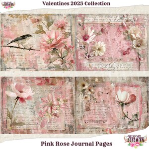 Pink Rose Floral Digital Printable, Printable French Pink Paper, Wild ...