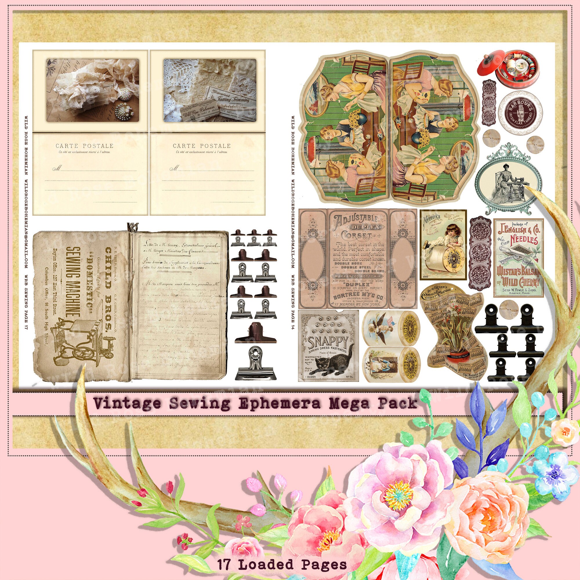 Vintage Sewing Ephemera Sewing Junk Journal Ephemera Sewing - Etsy