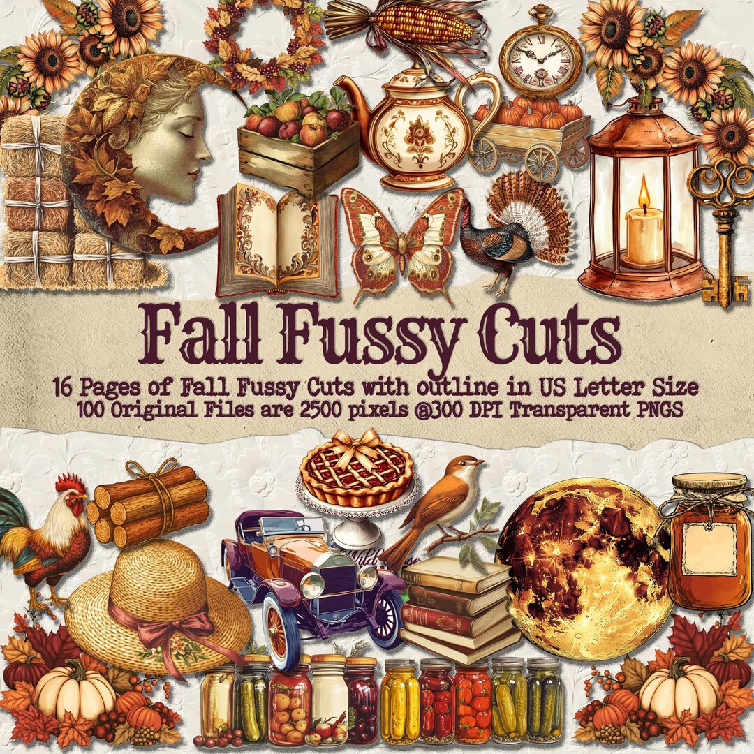 Autumn Scrapbooking Kisscuts, Fall Journal Stickers: Vintage Autumn ...