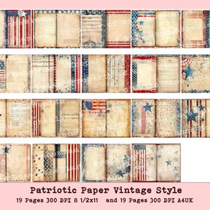 Patriotic Vintage Style Paper, Fourth of July Paper Vintage ...