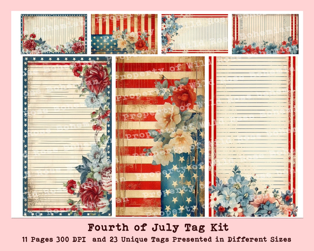 Fourth of July Hang Tags, Indepenced Day Printable Tags, Patriotic ...
