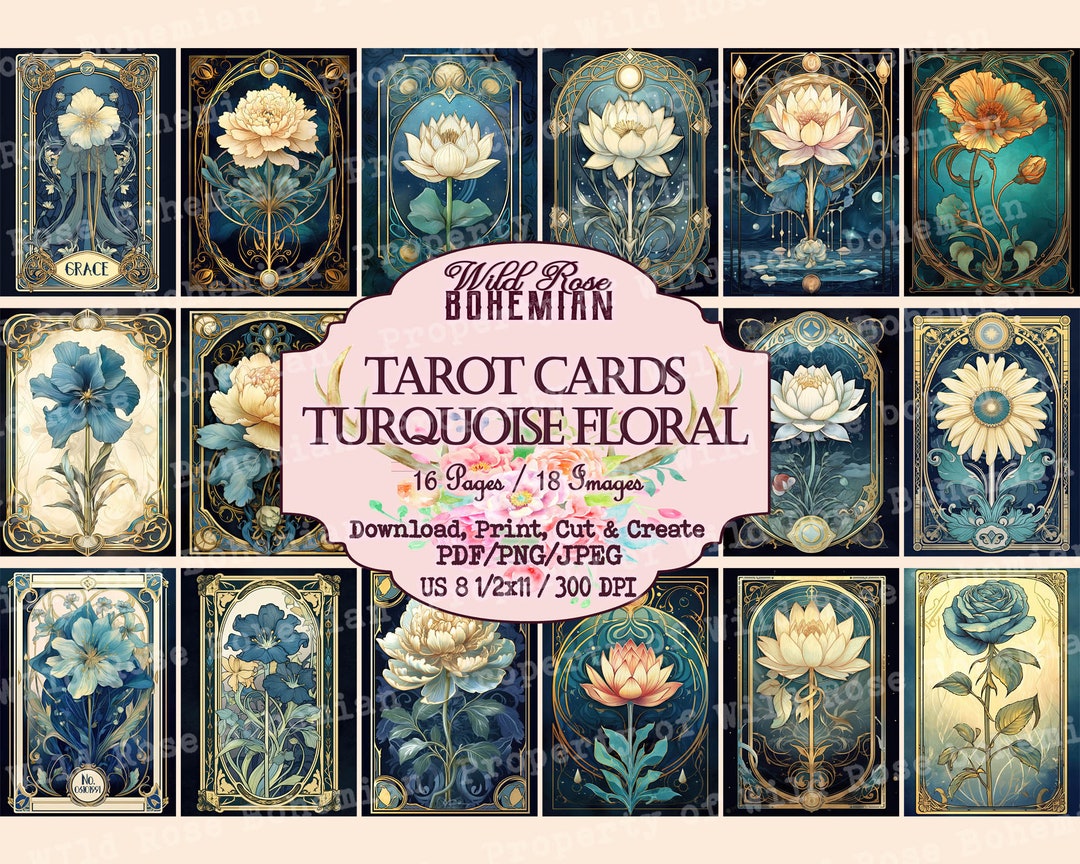 Art Nouveau Floral Tarot Cards, Tarot Cards, Art Nouveau Floral ...
