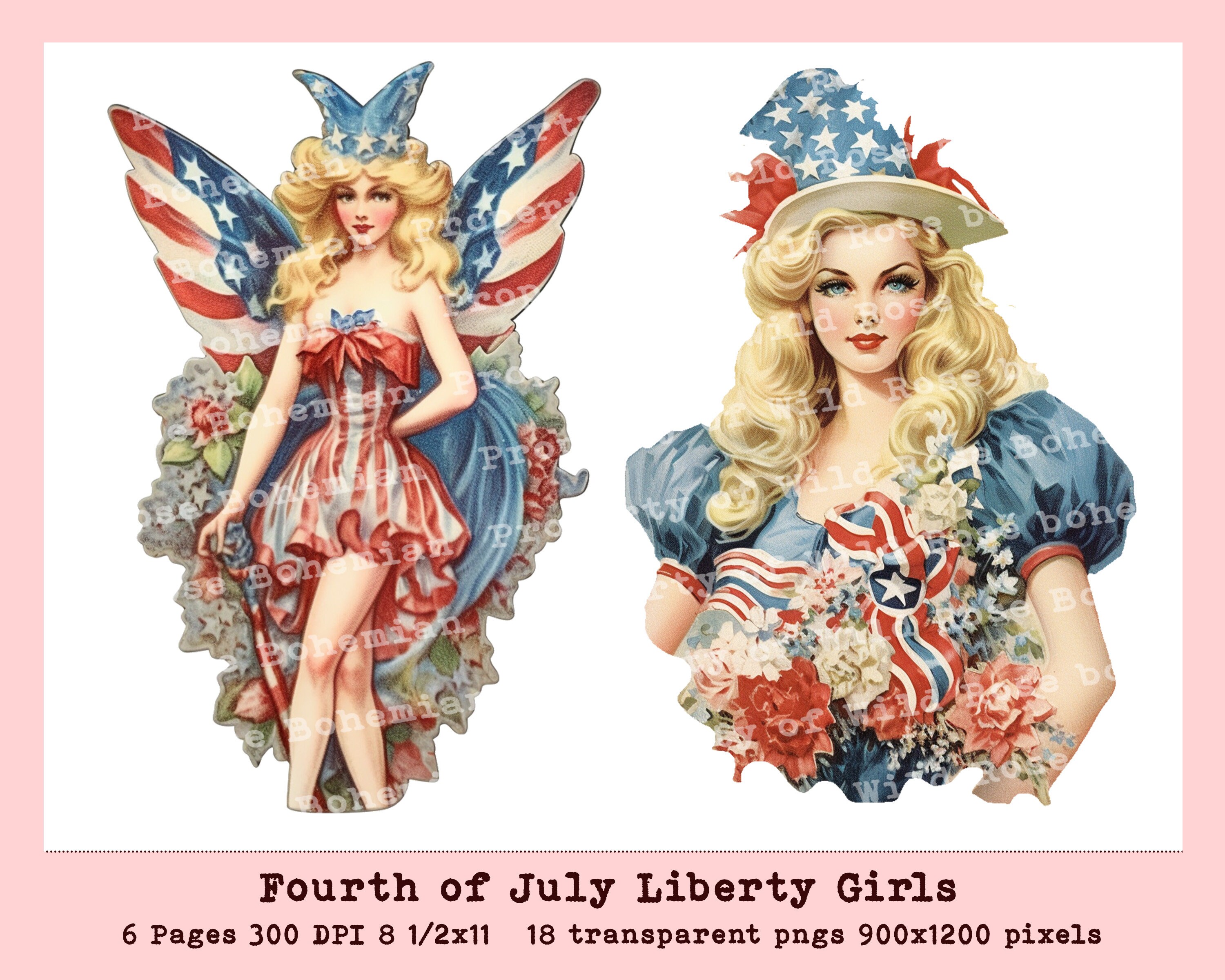 Patriotic Girls Png, Liberty Beauties Png, Fourth of July Independence ...