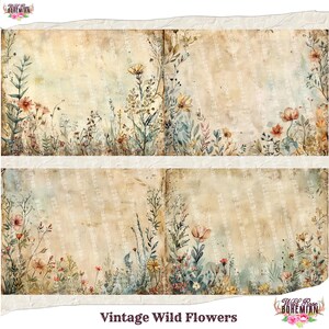 Vintage Wildflower Digital Paper: Floral Junk Journal Printable ...