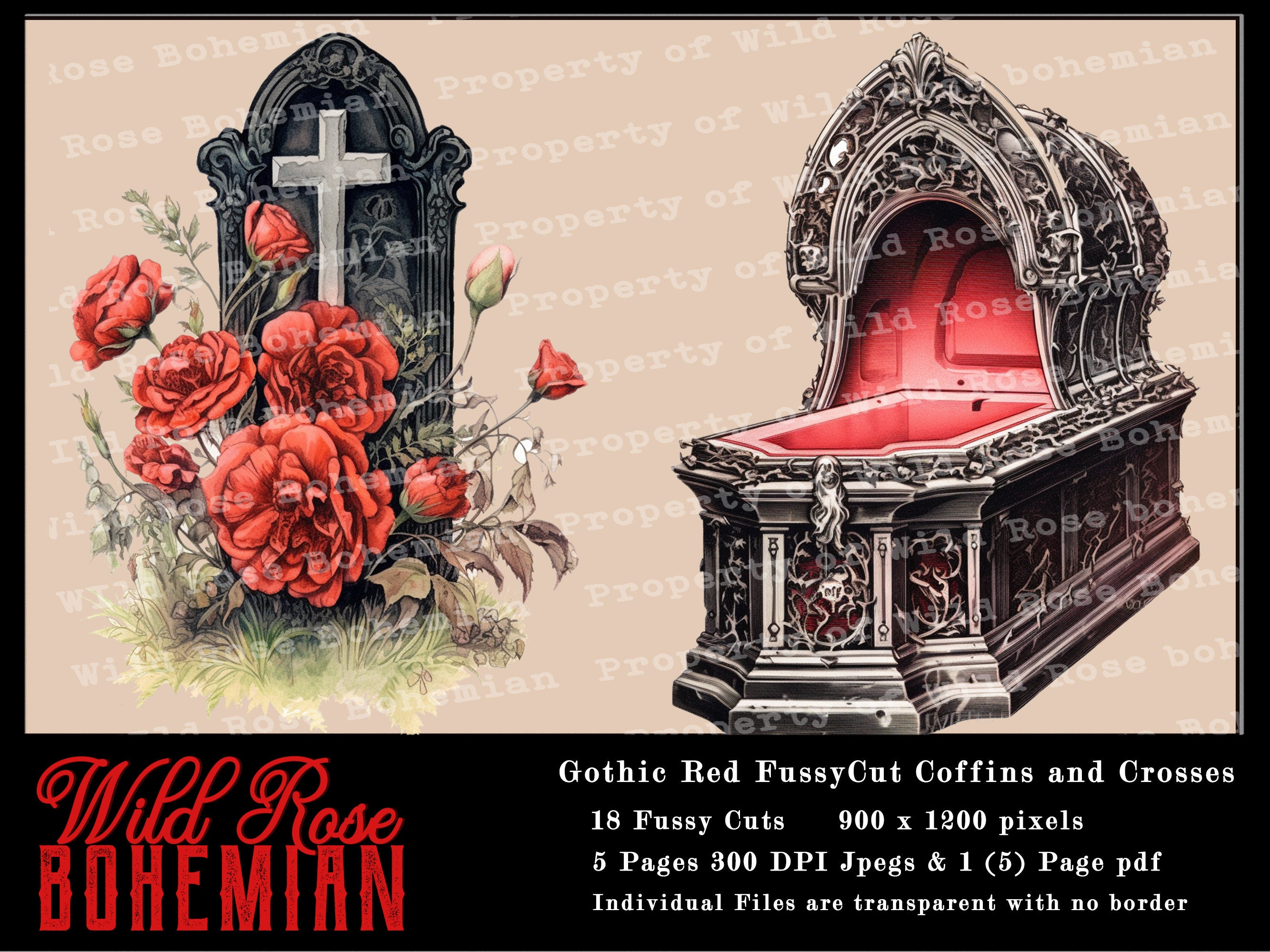 Halloween Coffin and Tombstone Clipart, Skull Graphics, Tombstone ...