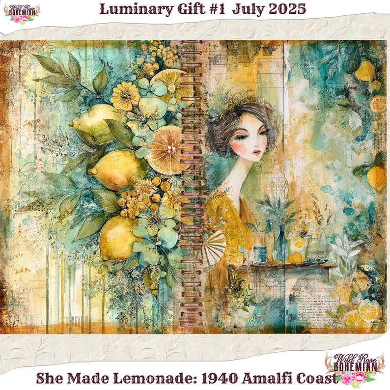 Whimiscal Mixed Media Lemon Junk Journal Paper | Printable Digital ...