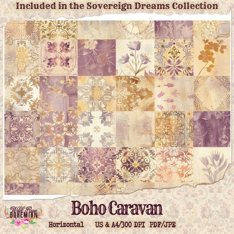 Boho Caravan Art Paper, Bohemian Art Fodder for Artists and Journal ...